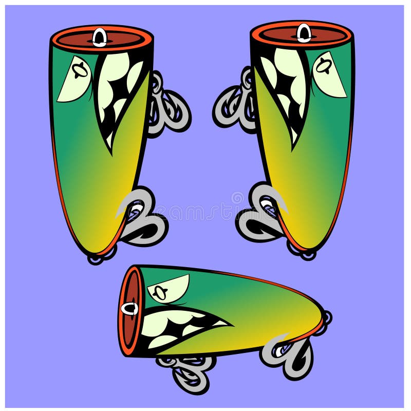 Fishing Lures on an Light Purple Background Stock Vector - Illustration ...