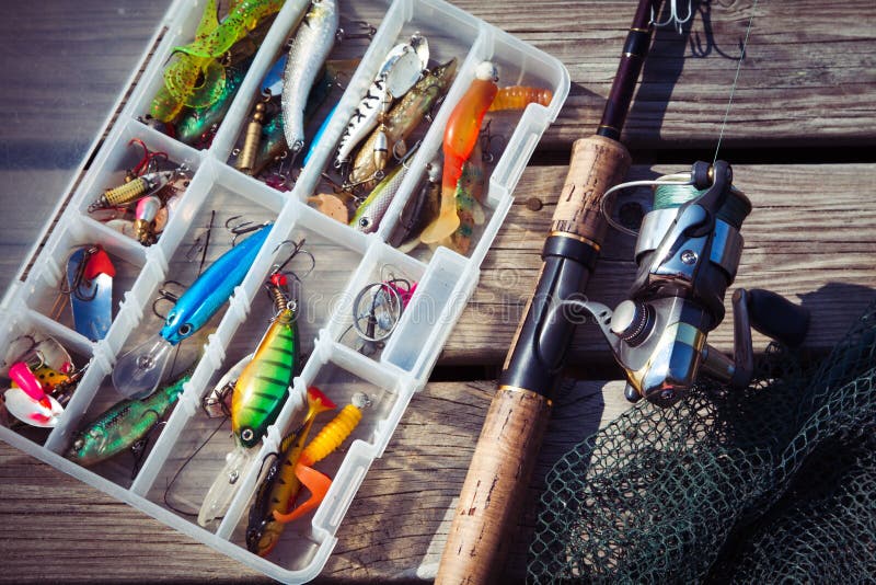 Fishing Rod and Tackle Box stock image. Image of fisher - 16092415