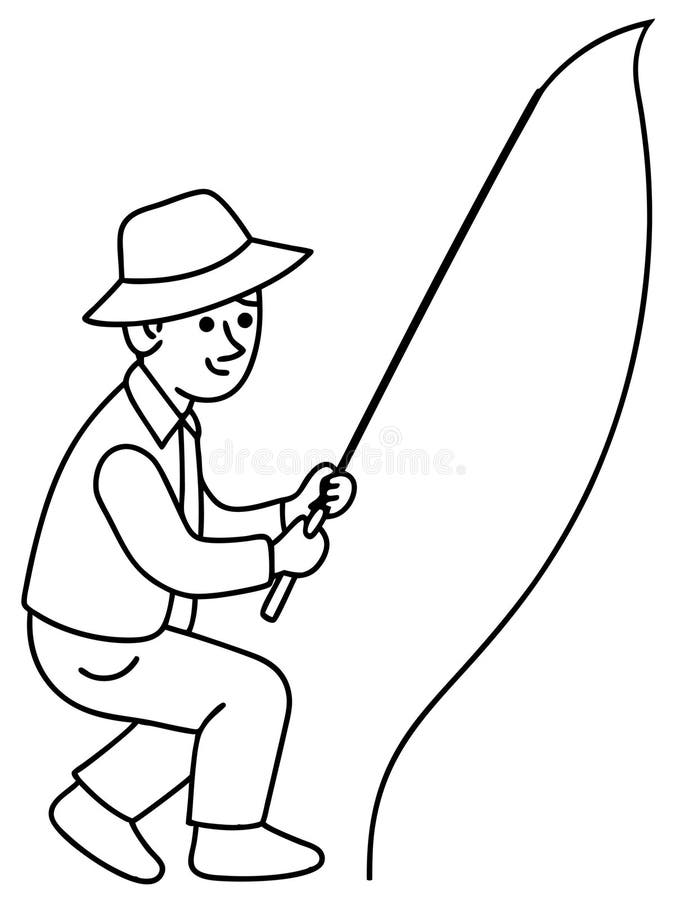 Fishing Man and Hat Illustration Stock Illustration - Illustration of ...