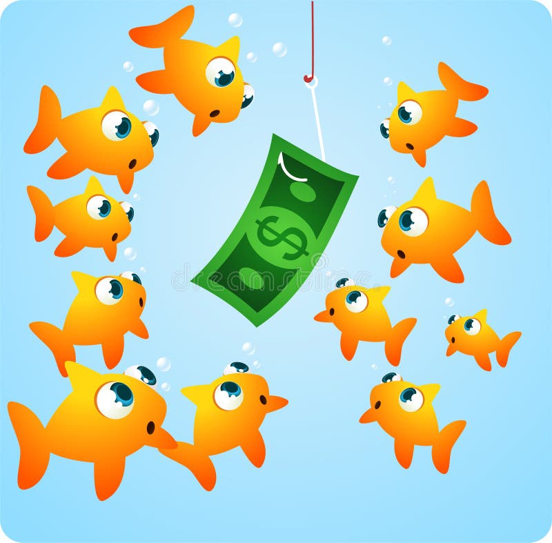 Fishing with Money stock illustration. Illustration of danger - 46721310