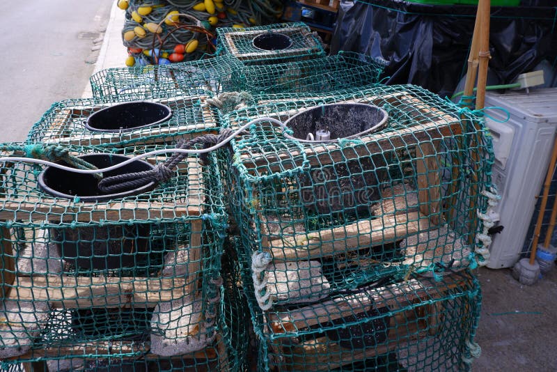 Fishing and Nautical Objects in the Harbor Stock Image - Image of cord ...