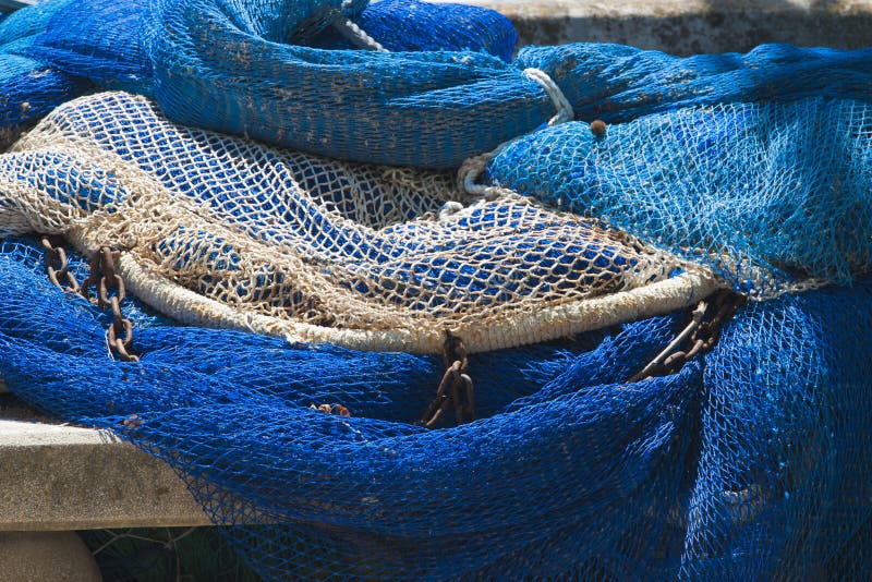 Fishing Net, Blue Finshing Nets, Fishnets for Background Stock Photo ...