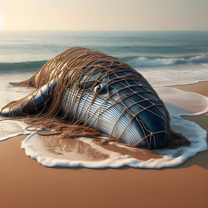 Fishing Net on the Beach, 3d Render. Computer Digital Drawing Stock ...