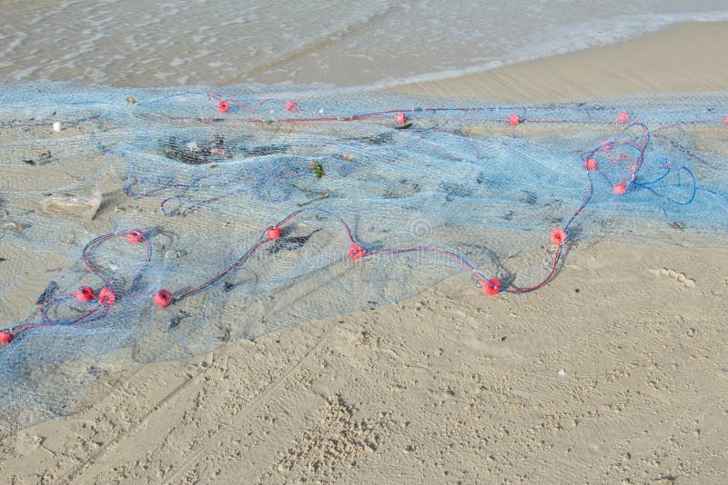 Fishing Net is on the Beach. Stock Photo - Image of xocean, xblue ...