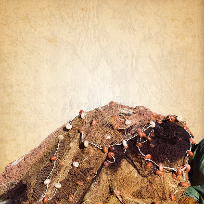 Fishing Net on a Old Brown Paper Stock Photo - Image of professional ...