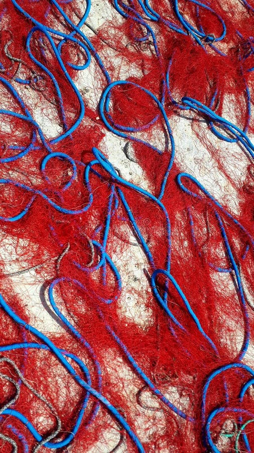 Fishing Net Red Blue Colour Stock Image - Image of colour, fishing ...