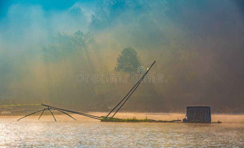 Fishing net in river stock photo. Image of fishing, poverty - 69816604