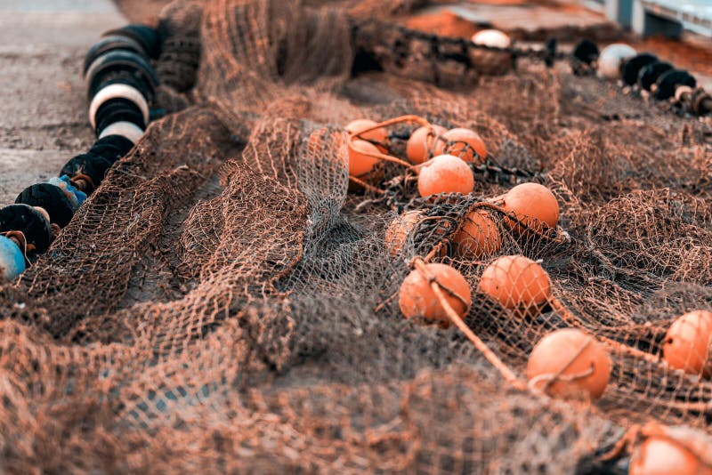 Fishing Net with Round Floats Stock Photo - Image of texture, ocean ...