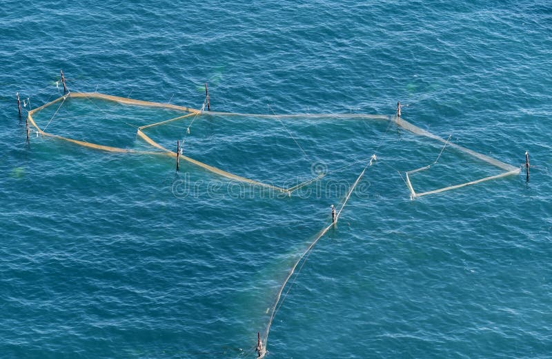 Fishing net in sea stock image. Image of nature, view - 117692387
