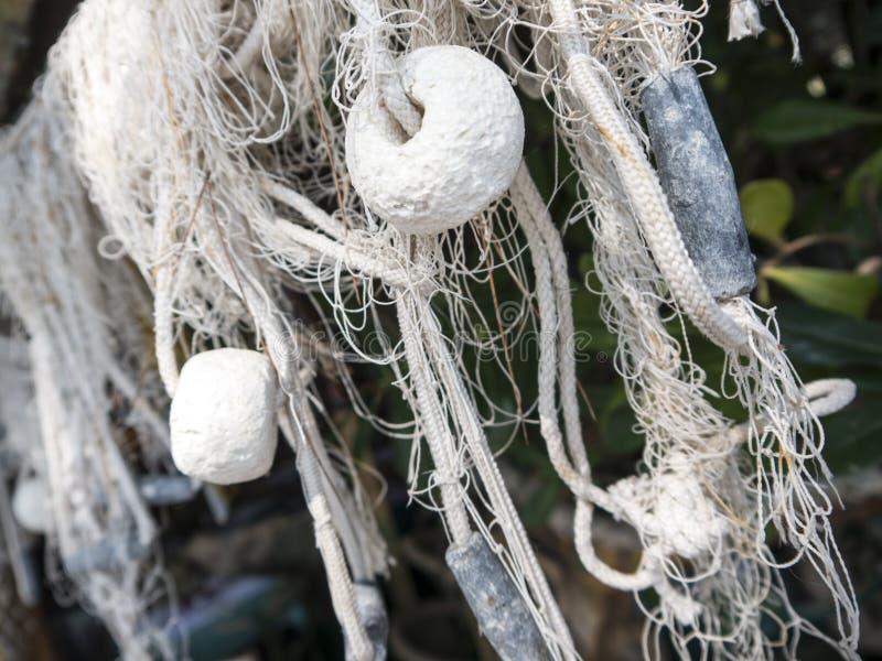 Fishing Net with White Plastic Foam Float Side View Stock Photo - Image ...