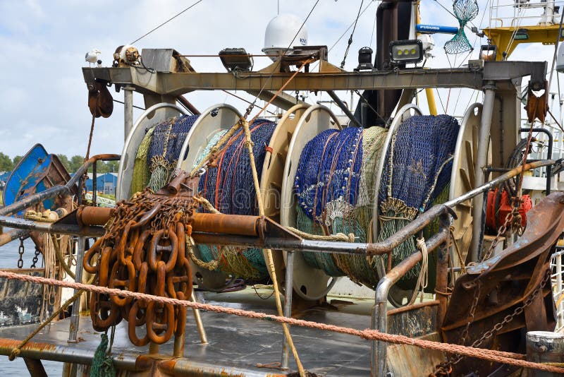 Fishing Nets on Board of Large Fishing Boat Editorial Photo - Image of ...