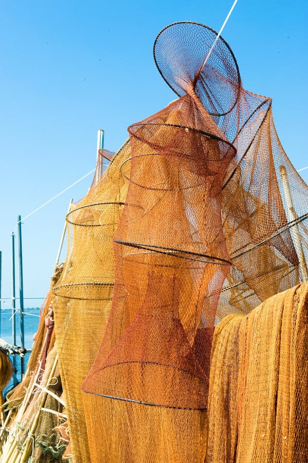Fishing Nets Colored Yellow and Red Called Pots Ideal for Lake Fishing ...