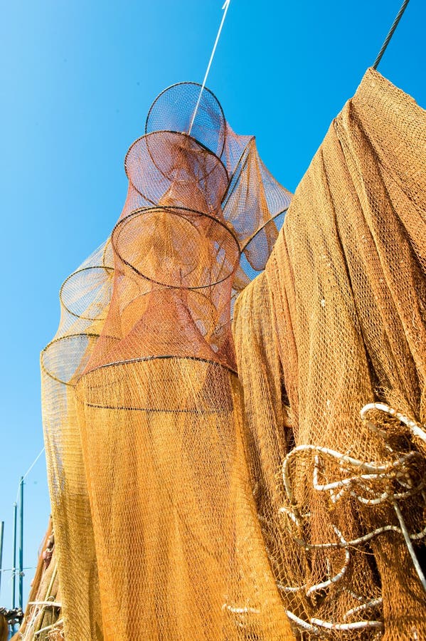 Fishing Nets Colored Yellow and Red Called Pots Ideal for Lake Fishing ...