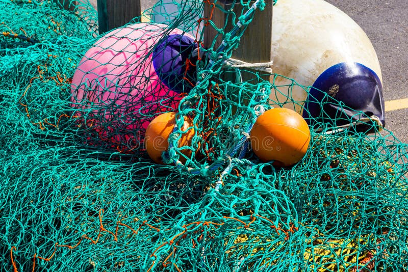Fishing Nets and Floats at West Bay Stock Photo - Image of floats, nets ...