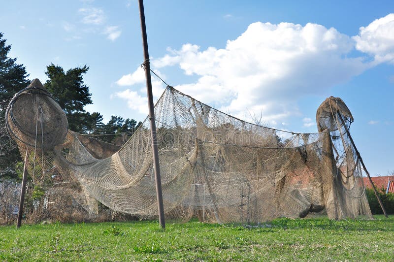 Fishing Nets are Hung Up for Drying Stock Image - Image of ropes ...