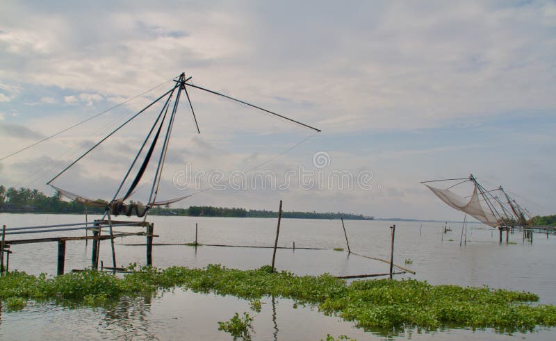 Fishing nets in the lake stock photo. Image of pictured - 231288788