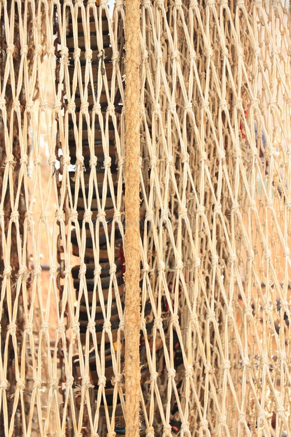 Fishing nets and ropes stock image. Image of vessel - 250370051