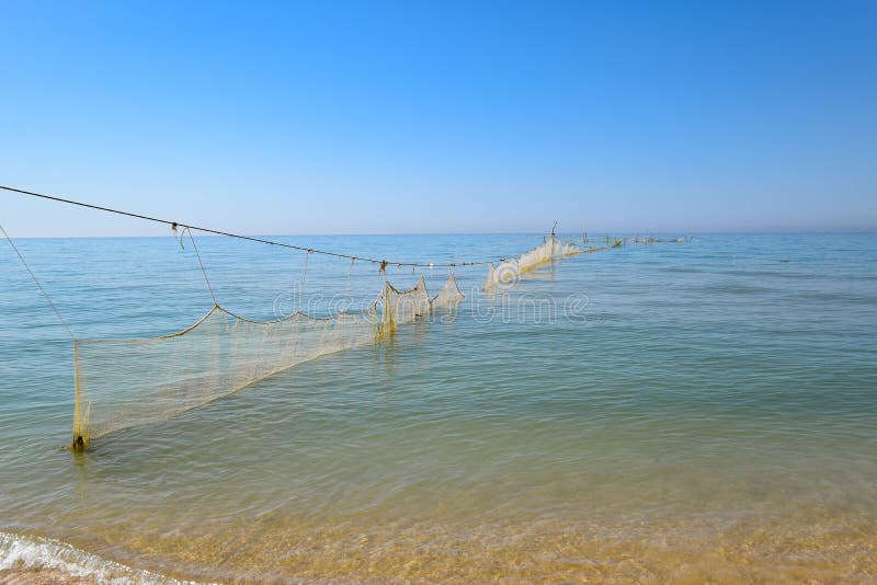 Fishing Nets Set in the Sea. Fishing Nets Stock Image - Image of boat ...