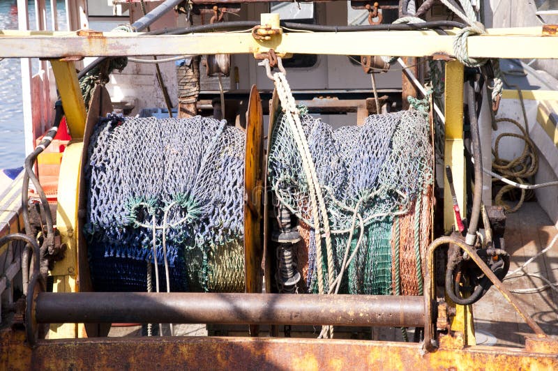 Fishing nets on trawler. stock image. Image of boat, industry - 24624761