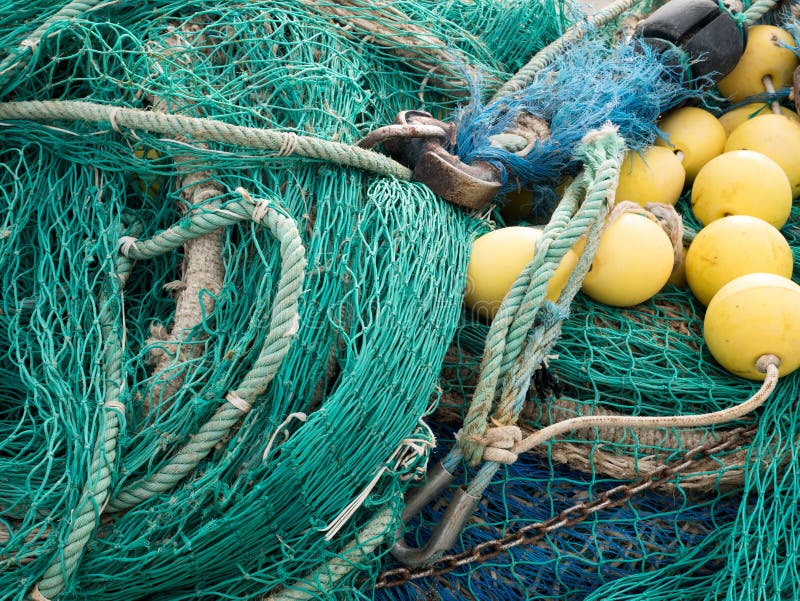 Fishing Nets with Yellow Floaters Stock Photo - Image of fish, floaters ...