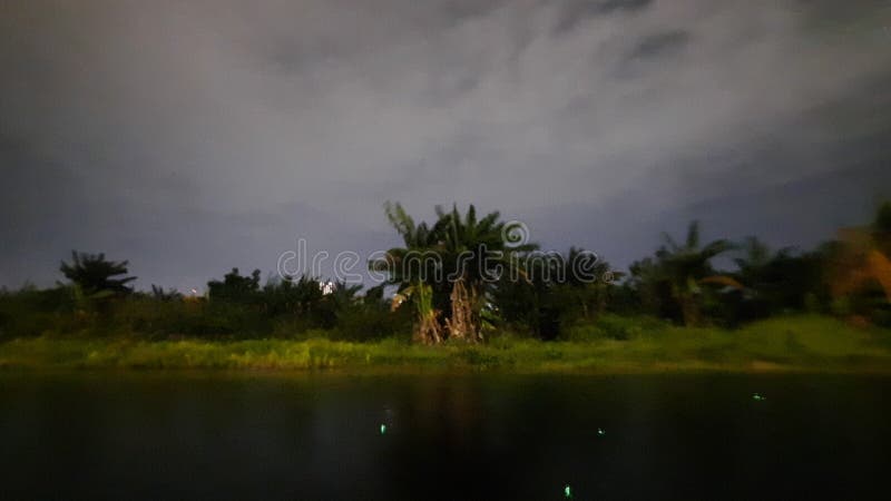 Fishing at Night, Under a Clear Sky Stock Image - Image of evening ...