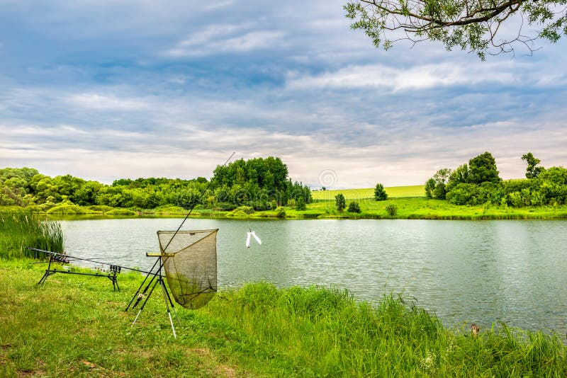Fishing in Overcast Weather Stock Photo - Image of outside, leisure ...
