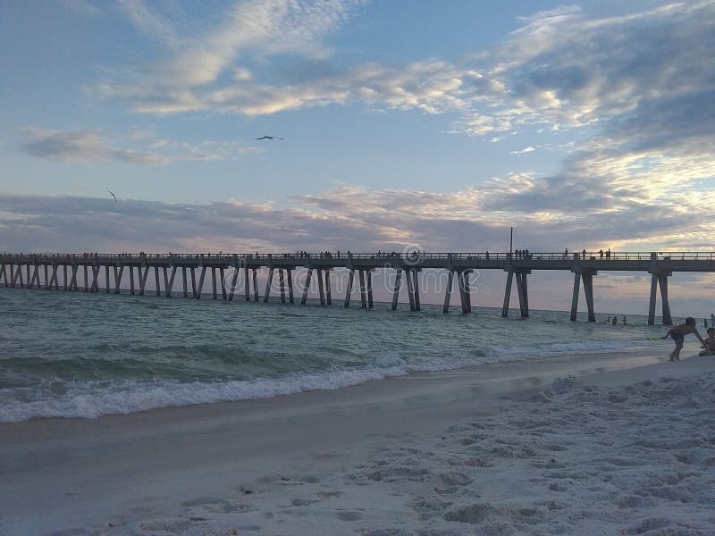 Fishing pier stock photo. Image of beach, pier, navarre - 156983876