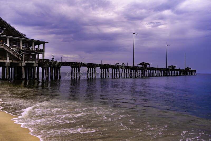 Fishing Pier in the Outer Banks Stock Photo - Image of outside, iconic ...