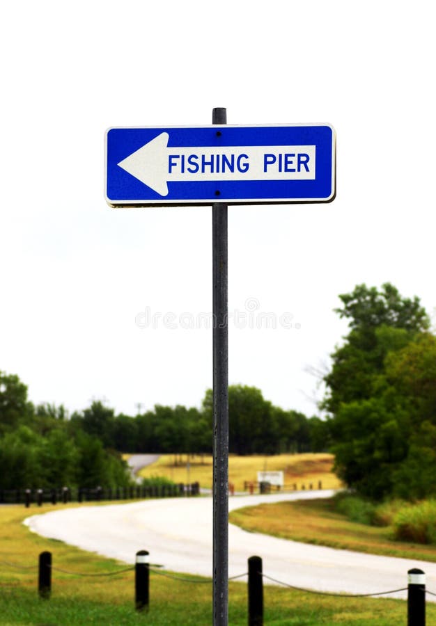 Fishing Pier Sign stock photo. Image of directional, summer - 210562