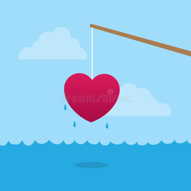 Fishing heart stock vector. Illustration of couple, fishing - 28673828