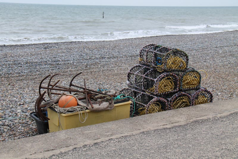 Fishing Pots on a Seaside Beach. Stock Image - Image of crab, lobster ...