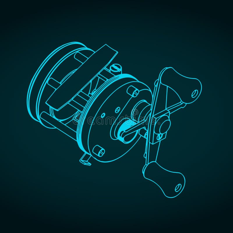 Fishing Reel Isometric Drawing Stock Vector - Illustration of vector ...