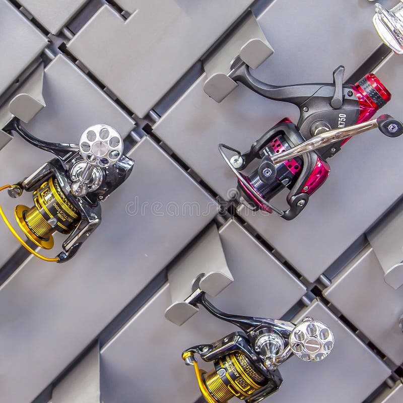 Fishing Reels of Different Models and Sizes in the Exhibition Editorial ...
