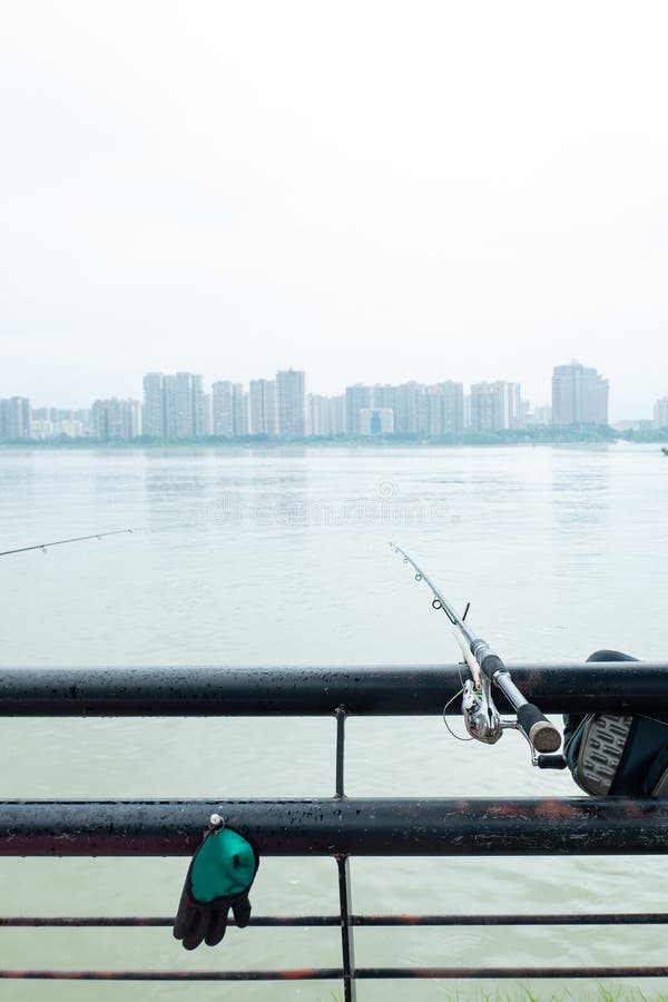 Fishing on a River at Vertical Composition Stock Image - Image of sport ...