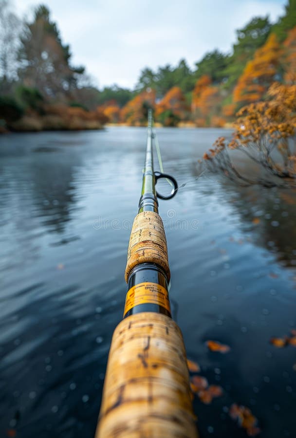 A Fishing Rod with an Aluminum Spool and Line Stock Photo - Image of ...