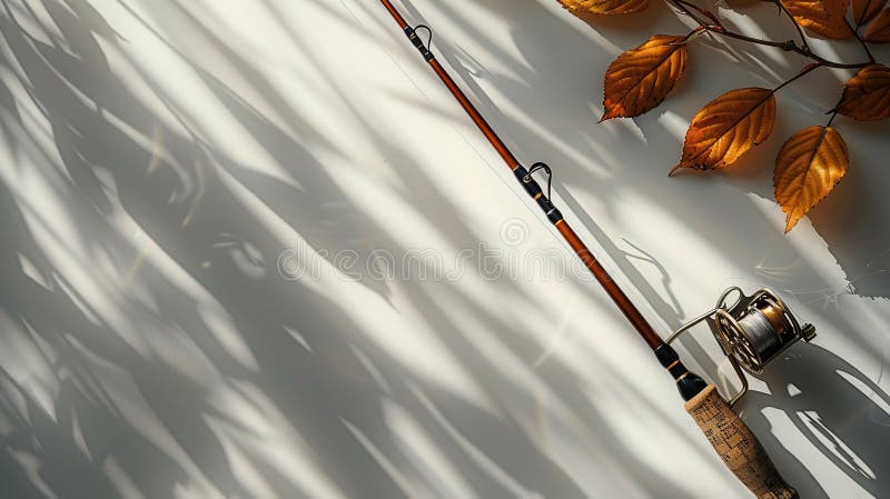 Fishing Rod and Autumn Leaves Stock Illustration - Illustration of gear ...