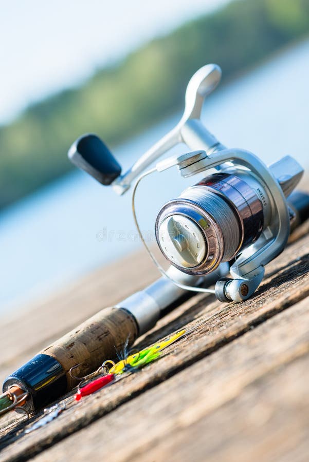 Fishing Rod on Close To Lake Stock Image - Image of bait, equipment ...