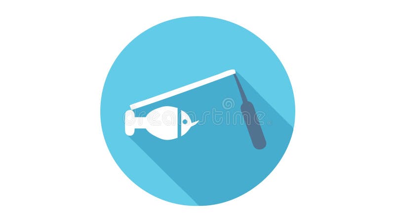 Fishing Rod Hook Icon Blue Circle Minimal Flat Style, Vector Design ...