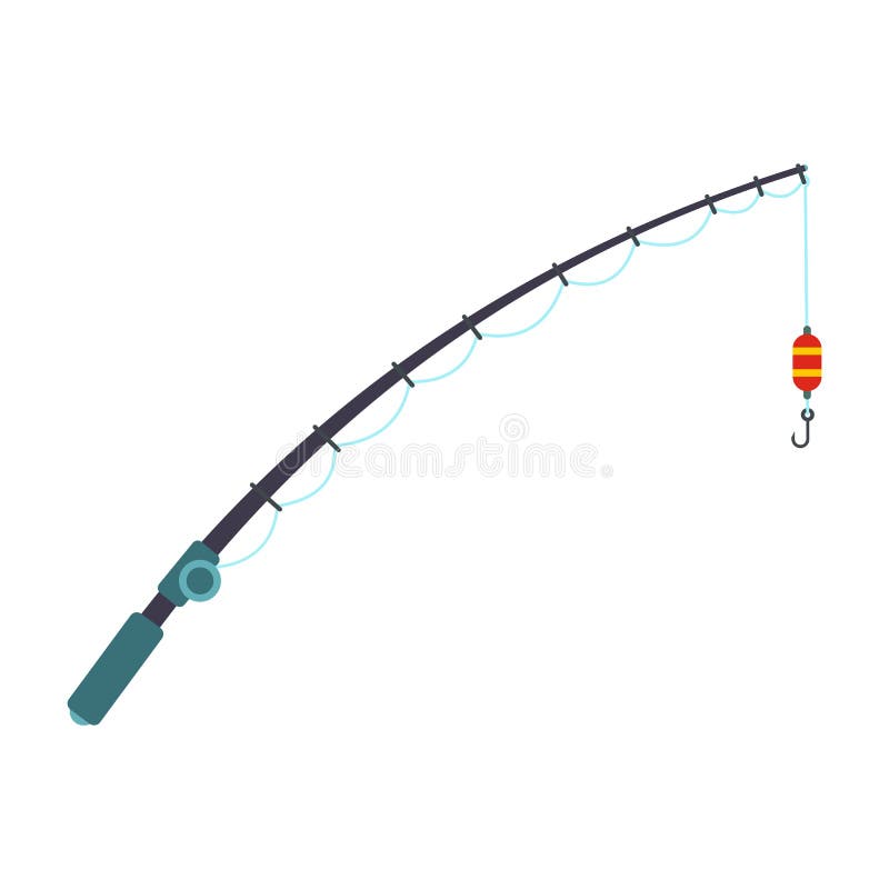 Fishing Rod with Fly Bait. Vector Illustration. Stock Vector ...