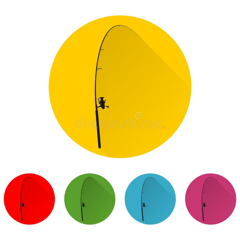 Fishing Rod Icon with Long Shadow Stock Vector - Illustration of ocean ...