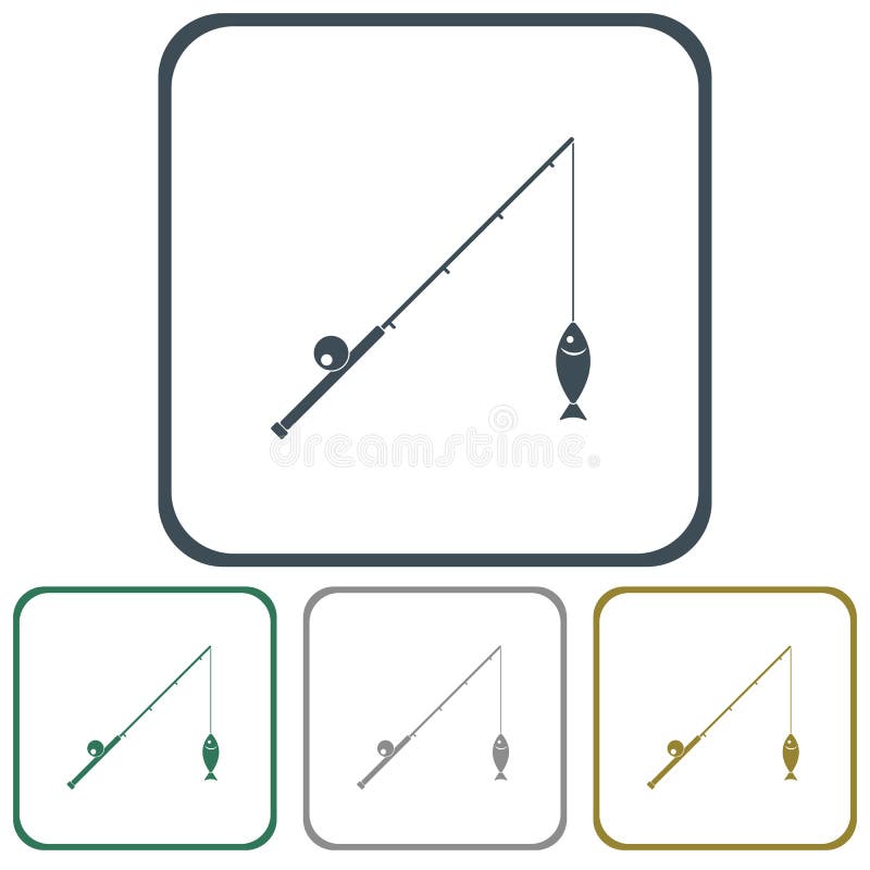 Fishing rod icon stock vector. Illustration of spinning - 93390422