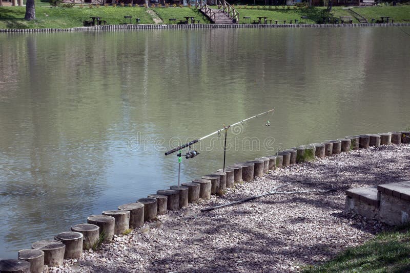 Fishing rod pond stock image. Image of casting, bait - 93093291