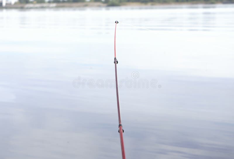 Fishing Rod and Reel on the Summer Lake Stock Image - Image of colorful ...