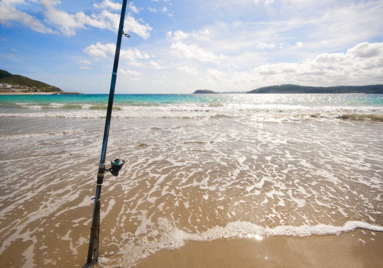 Fishing Rod on a Spanish Beach Stock Image - Image of coastal, galicia ...