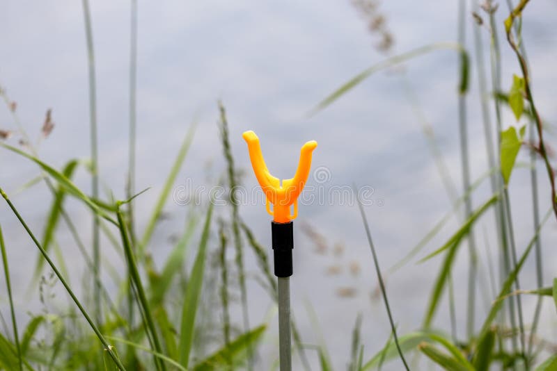 Fishing Rod Stand, Riverside Fishing Stand Stock Photo - Image of ...