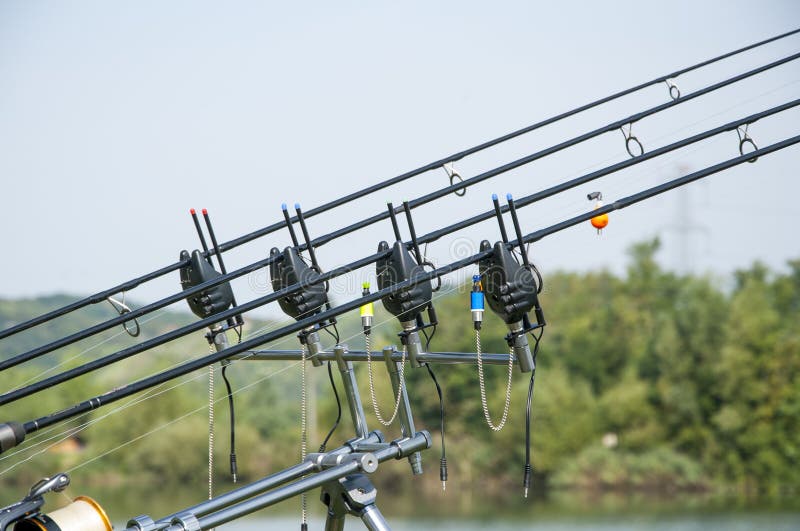 Fishing Rods with Bait Alarm Stock Photo - Image of tackle, sport: 86228954