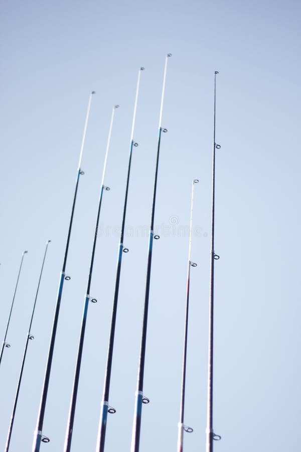 Fishing Rods through Blue Sky Stock Photo - Image of aligned, vertical ...
