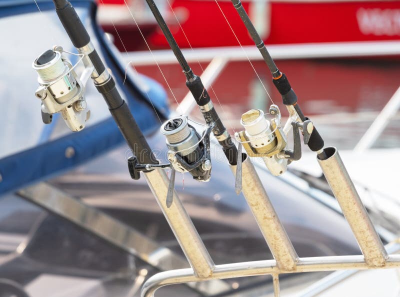 Fishing rods ready to fish stock image. Image of saltwater - 265811667