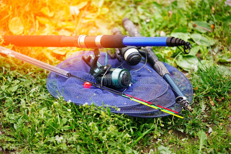 Fishing Rods and Tackle for Fishing Stock Photo - Image of tackle, pond ...