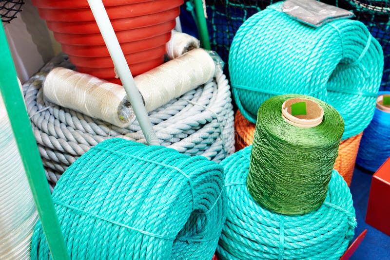 Fishing ropes in store stock image. Image of green, boat - 194612637
